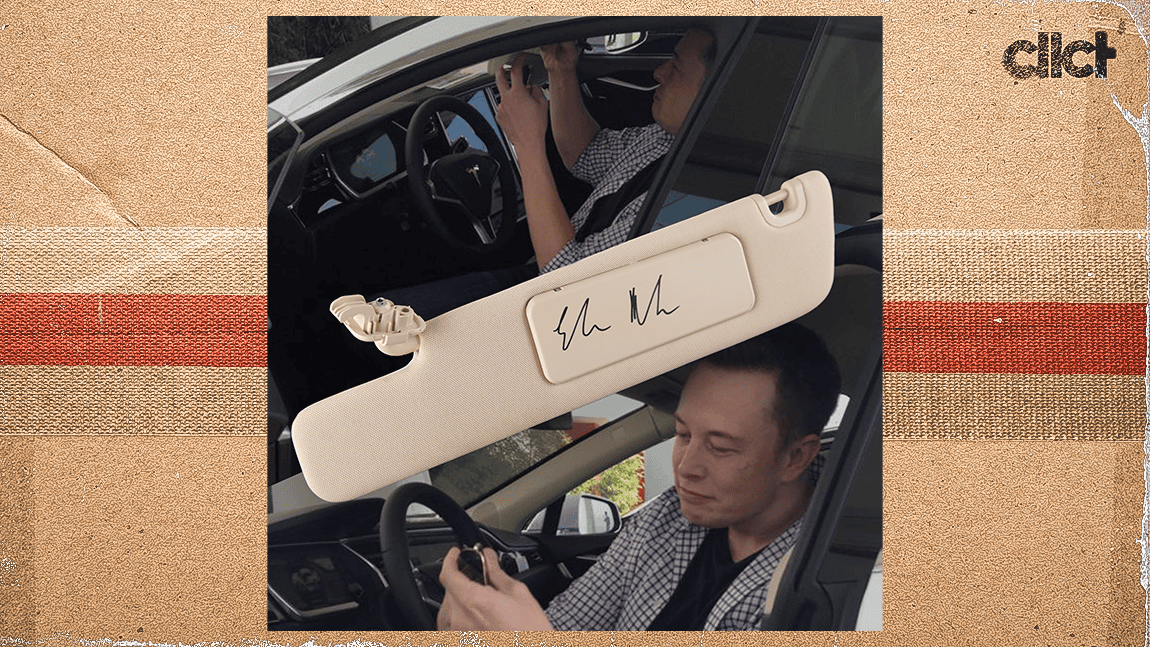 Elon Musk-signed Tesla sun visor sells for over $11k | cllct