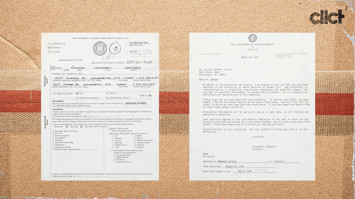 Michael Jordan's 1981 UNC application, acceptance letter up for auction ...