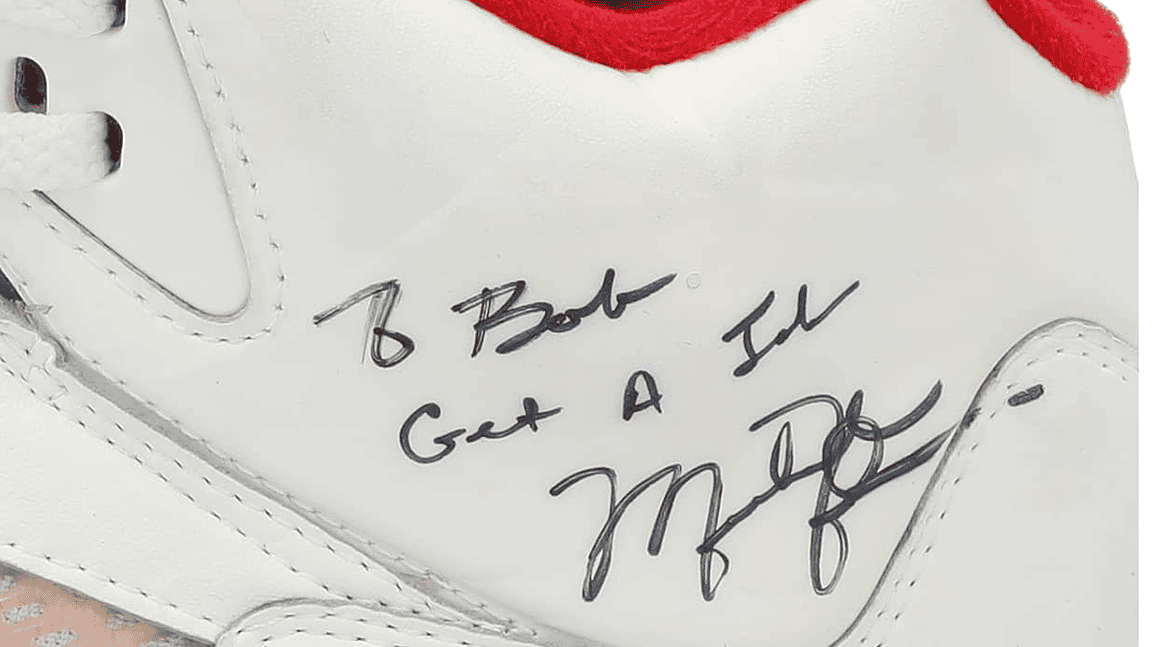Michael Jordan shoes with inscription 'To Bob, Get a Job' head back to ...